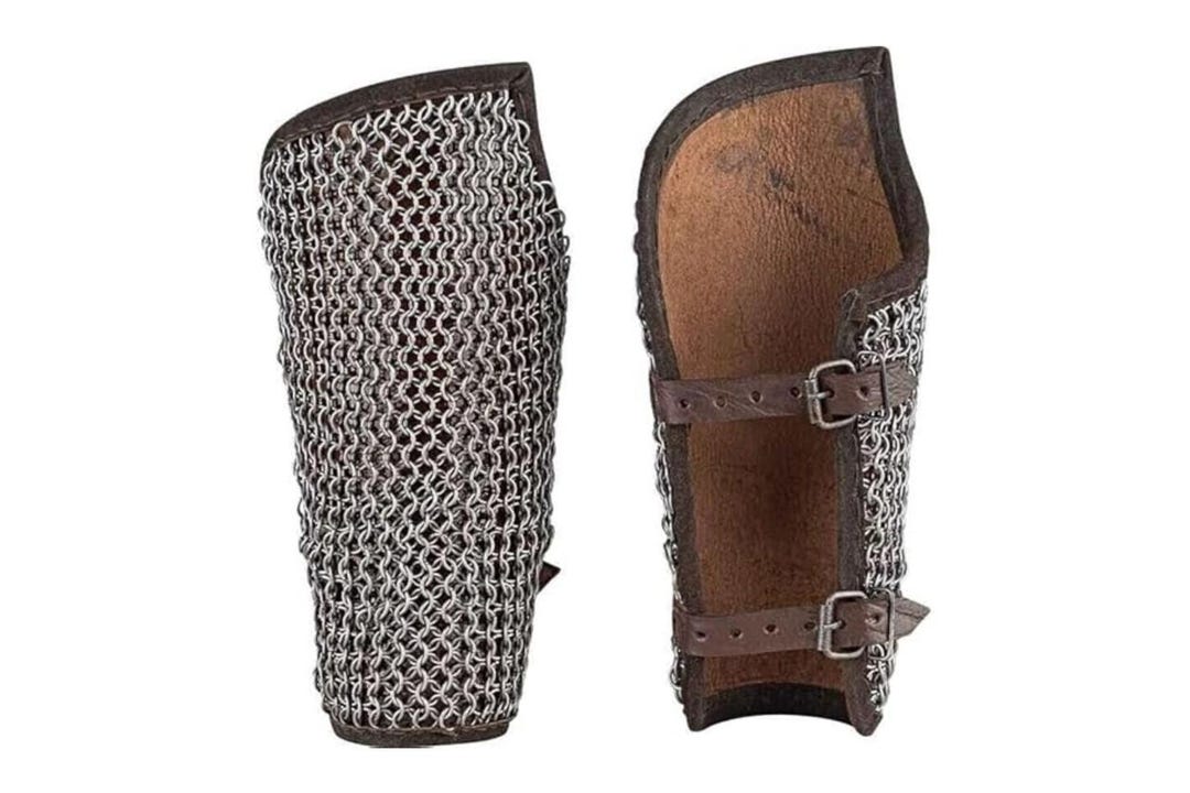 Medieval Leather Arm With Chainmail Wrist Guard Bracers Armor SCA LARP ...