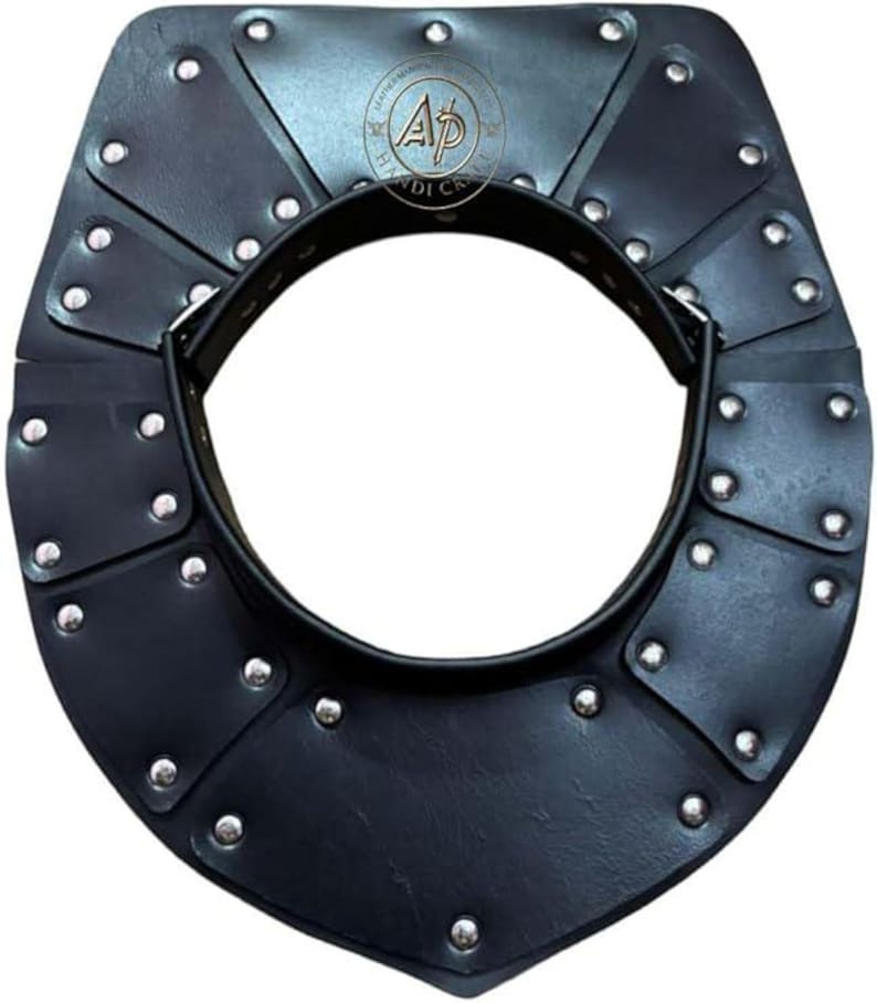 Medieval Leather Gorget Neck Armor, Black With Leather Plates, Cosplay ...