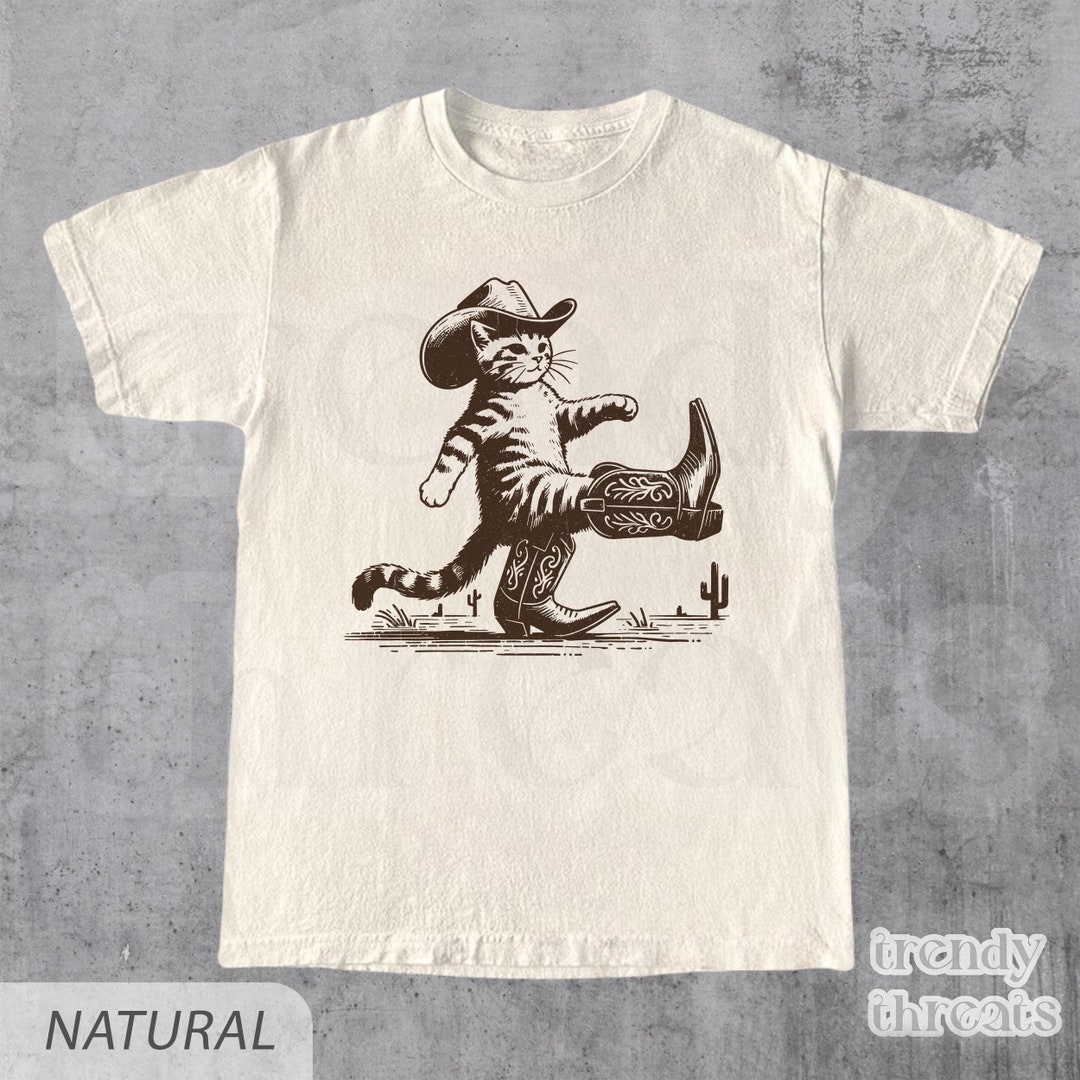 Western Cowboy Cat Shirt, Vintage Kitten T-shirt, Retro 90s Cowgirl ...