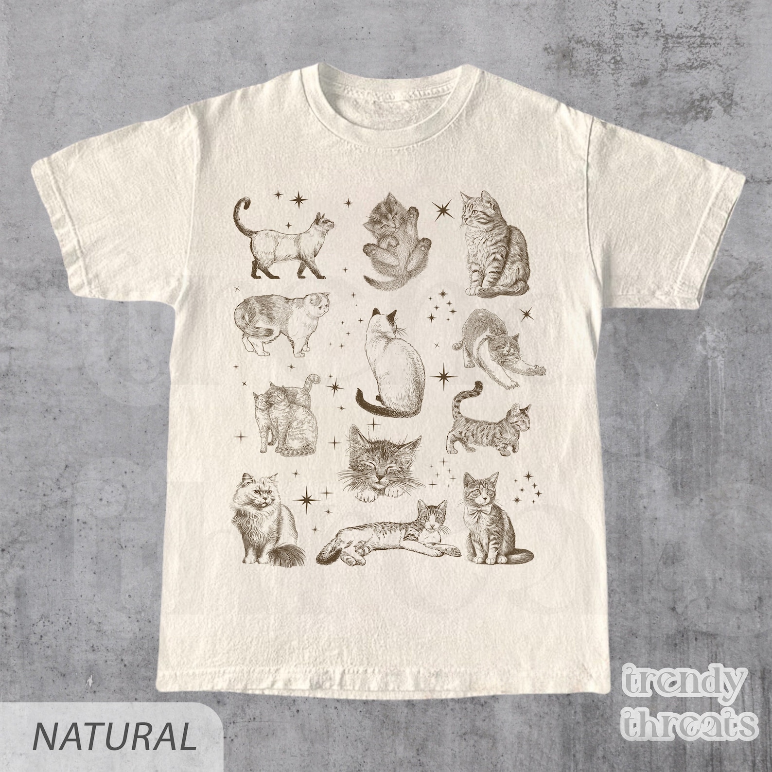 Vintage 90s Tattoo Cat Tshirt, Retro Kitten Nature Shirt, Cat Lovers ...