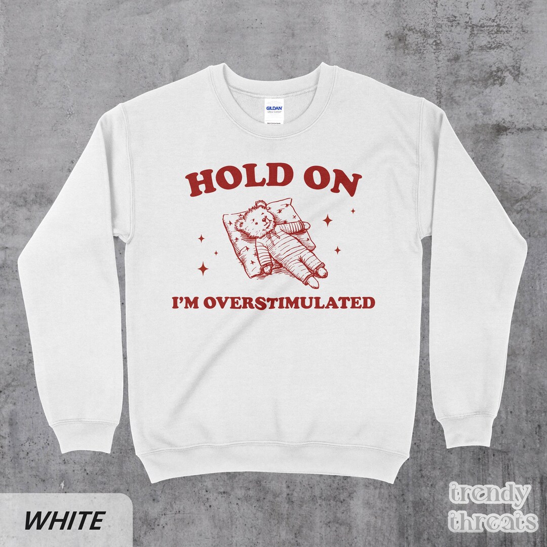 Hold on I'm Overstimulated Sweatshirt • Unisex Retro Meme Sweater ...