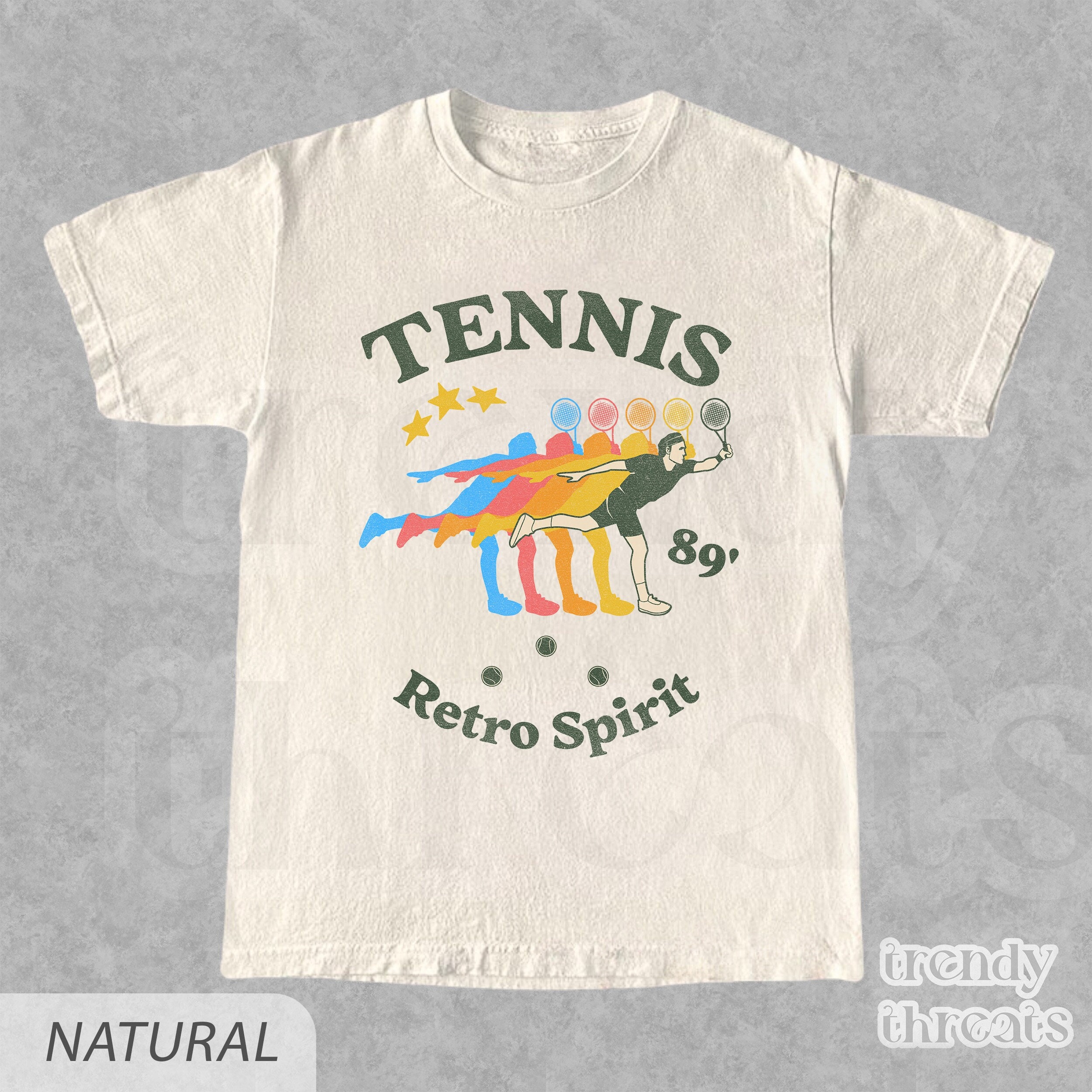 Tennis Retro T-shirt Tennis Shirt Vintage Style Unisex Summer Tennis ...