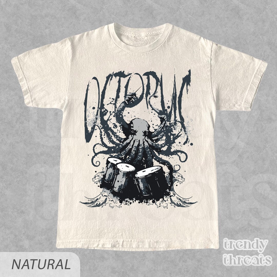 Octopus Playing Drums Retro T-shirt Octopus Vintage Tattoo Style Shirt ...