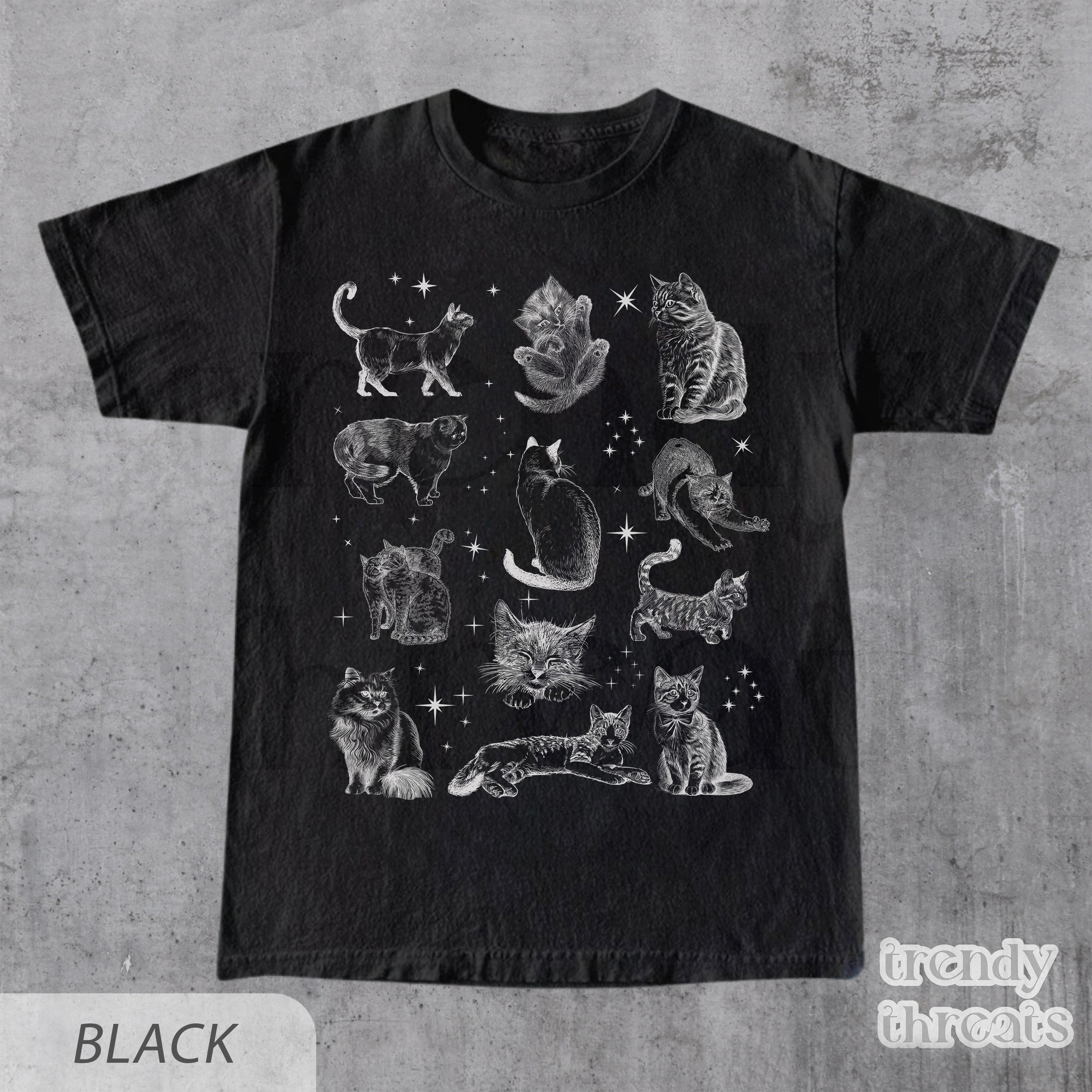 Vintage 90s Tattoo Cat Tshirt, Retro Kitten Nature Shirt, Cat Lovers ...