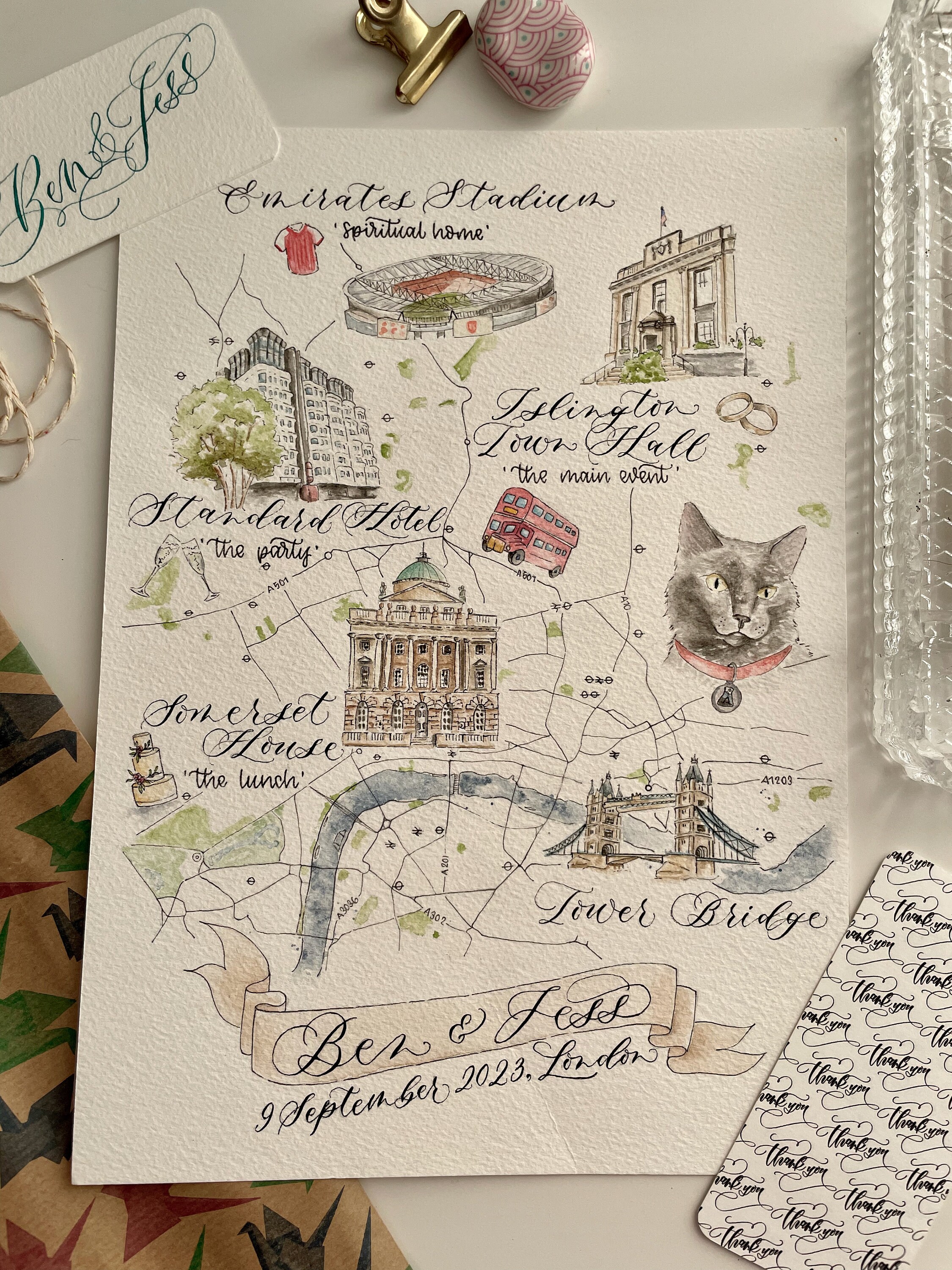 Custom Hand Drawn Illustrated Watercolour Map - Etsy