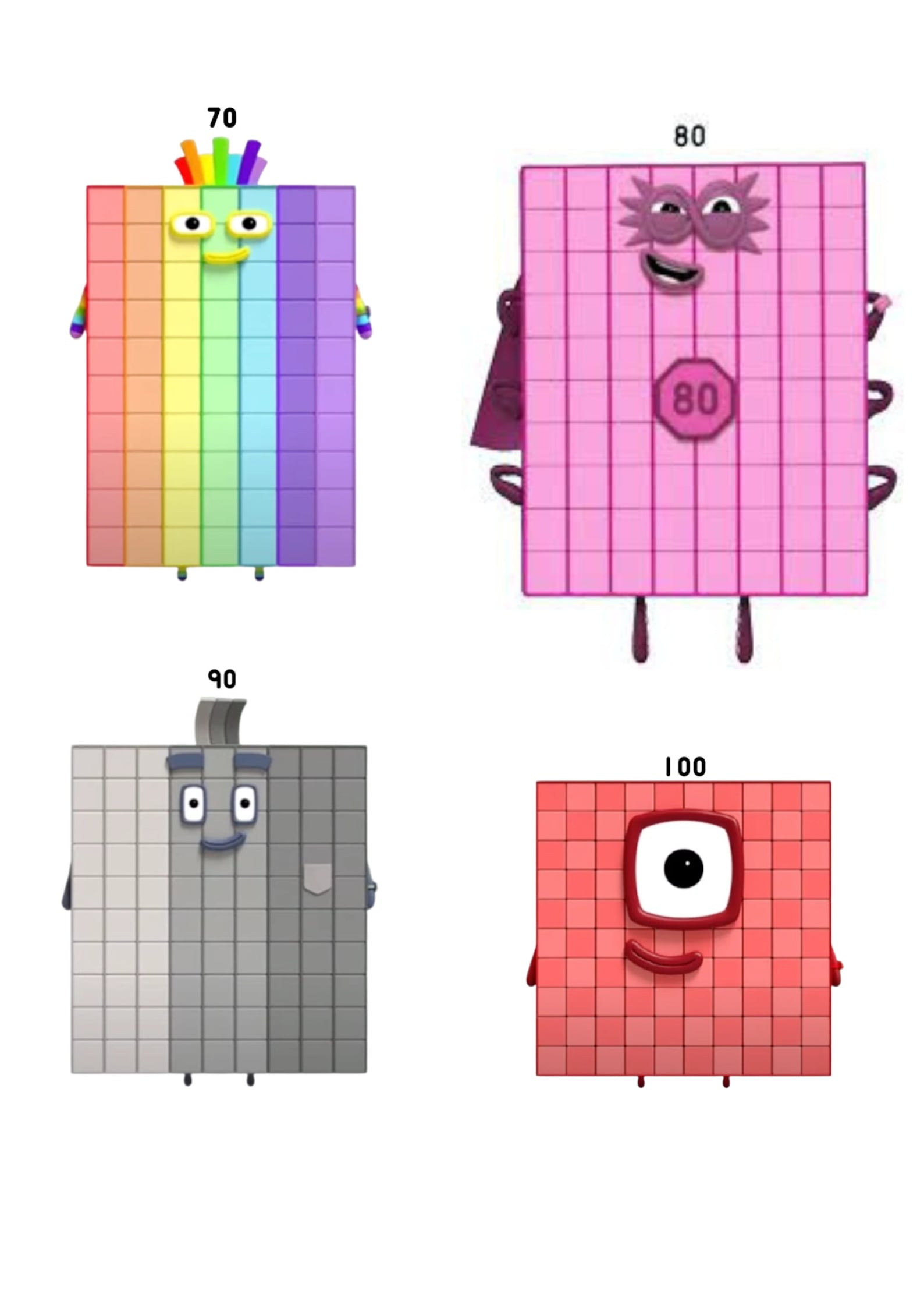 Numberblocks 0-20 and 30,40,50,60,70,80,90,10, Coloring Page 0-10 - Etsy