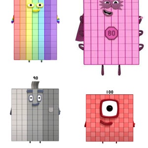 Numberblocks 0-20 and 30,40,50,60,70,80,90,10, Coloring Page 0-10 - Etsy