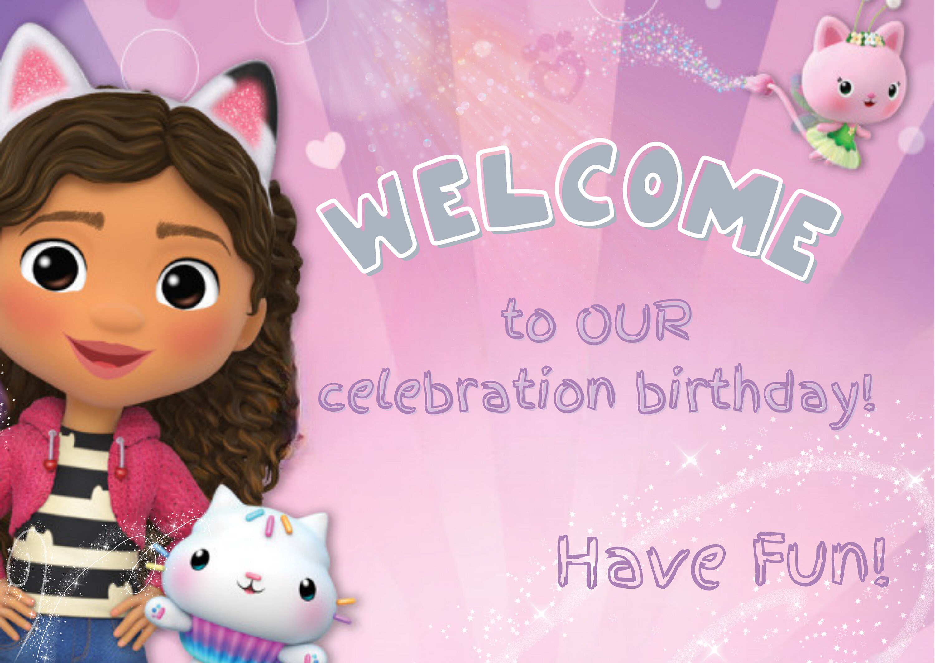 Gabby's Dollhouse Birthday Welcome Sign: Party Decoration (printable ...