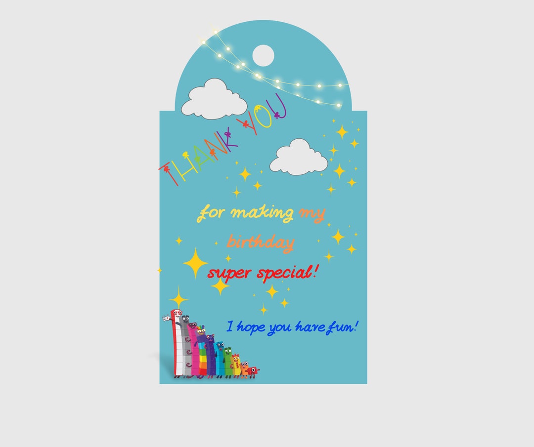 Numberblocks Tags for Gift Bags, Party Numberblocks,numberblocks Party ...