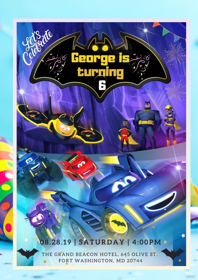 Batwheels Birthday Invitation, Editable Superhero Party (digital) - Etsy