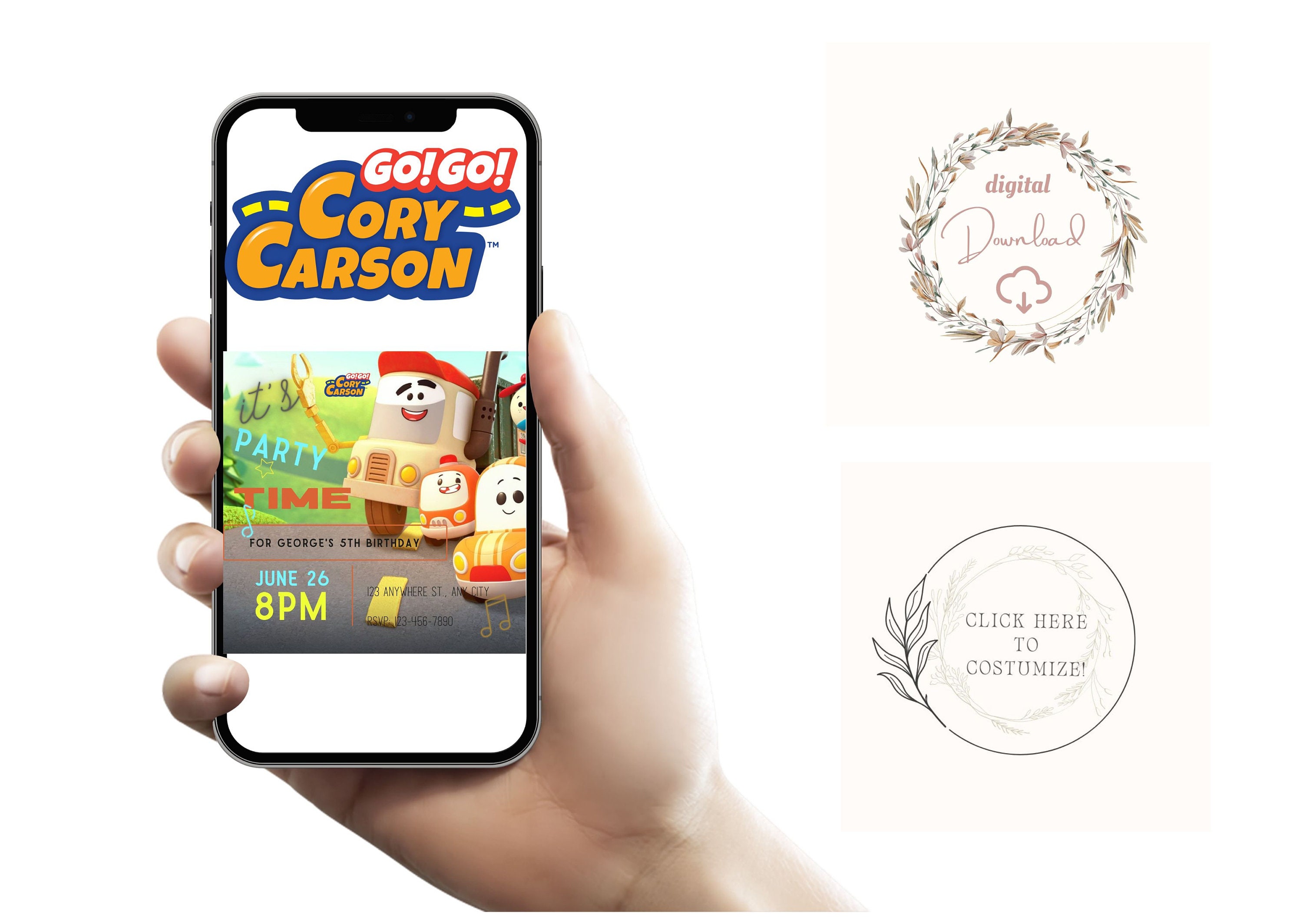Go! Go! Cory Carson Birthday Invitation: Customizable Canva Template ...