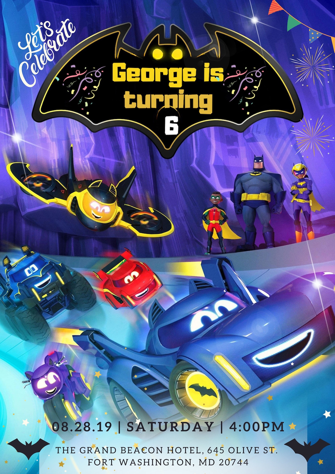 Batwheels Birthday Invitation, Editable Superhero Party (digital) - Etsy