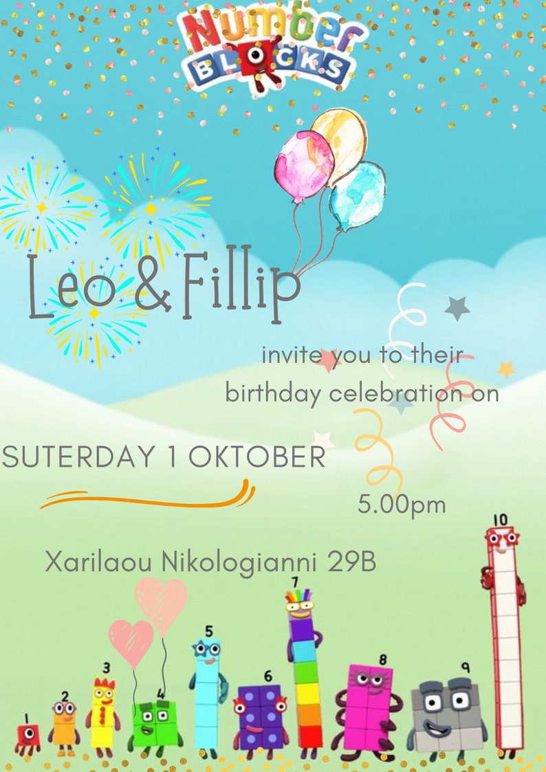 Numberblocks Invitation, Numberblocks Template, Numberblocks Birthday ...