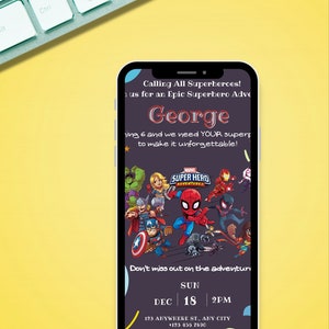 Superhero Invitation, Superhero Birthday Invitation, Superhero Party ...