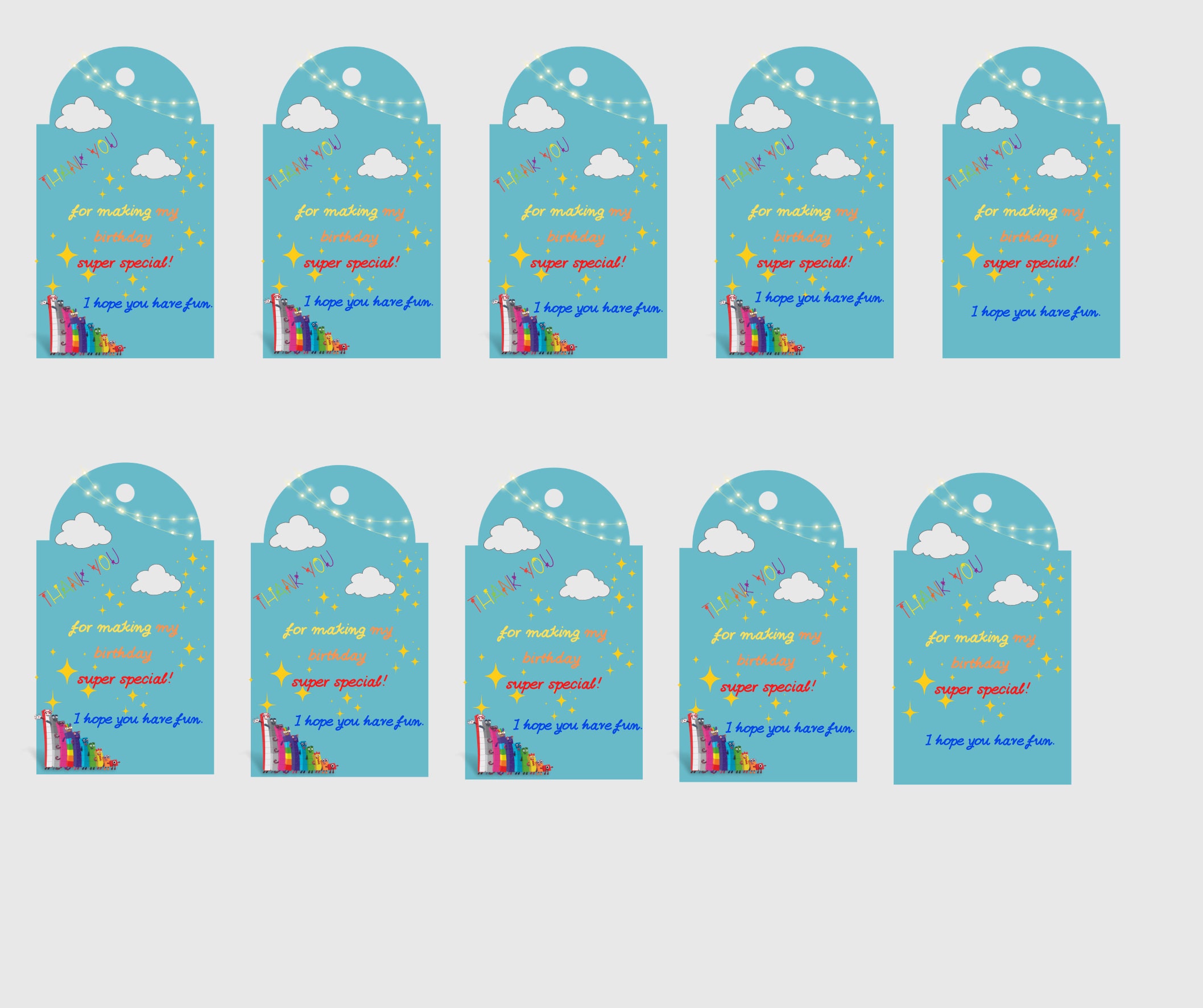 Numberblocks Tags for Gift Bags, Party Numberblocks,numberblocks Party ...