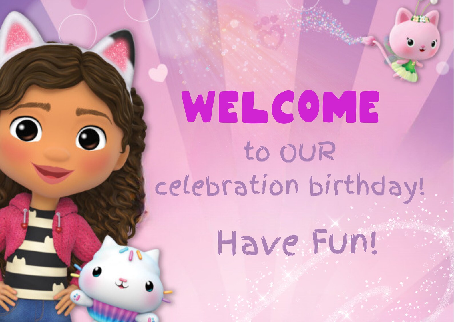 Editable Gabby's Dollhouse Birthday Welcome Sign Template - Etsy