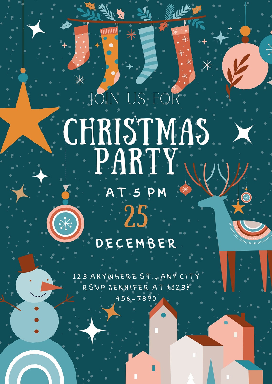 Holiday Party Invitation Template Christmas Invitation - Etsy