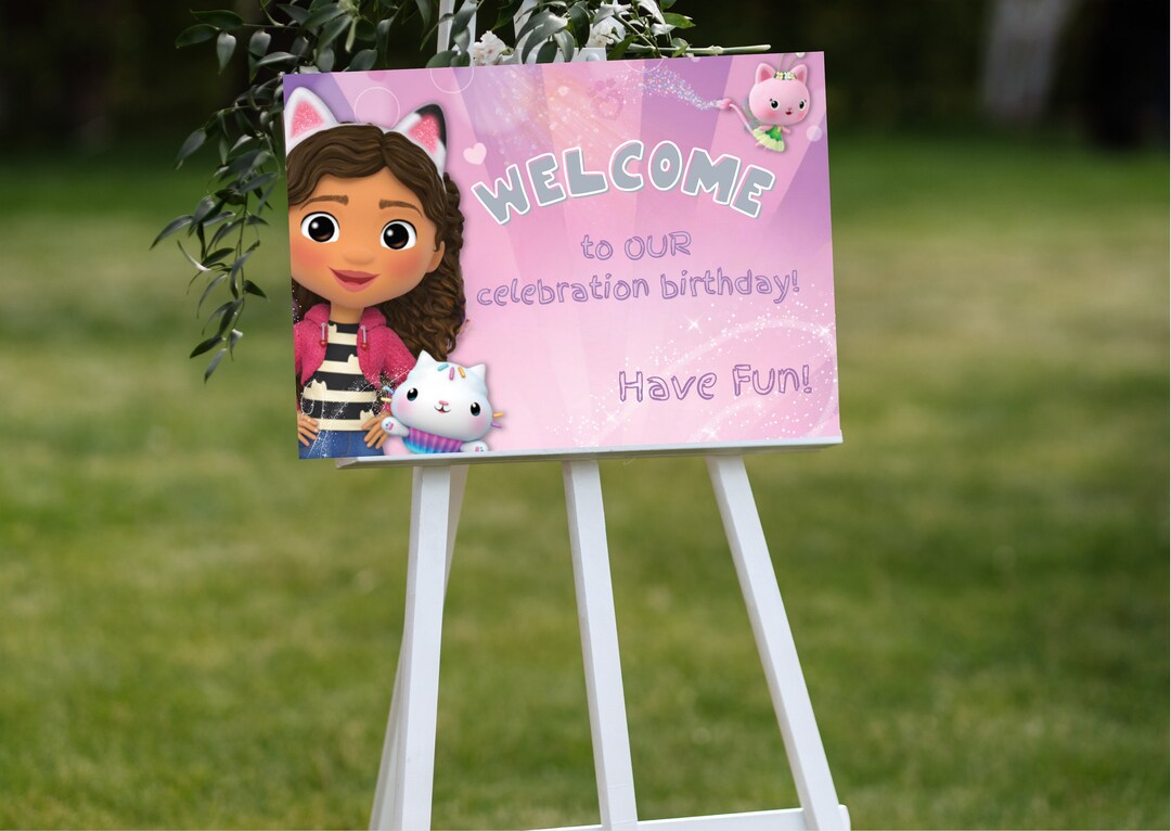 Editable Gabby's Dollhouse Birthday Welcome Sign Template, Printable ...
