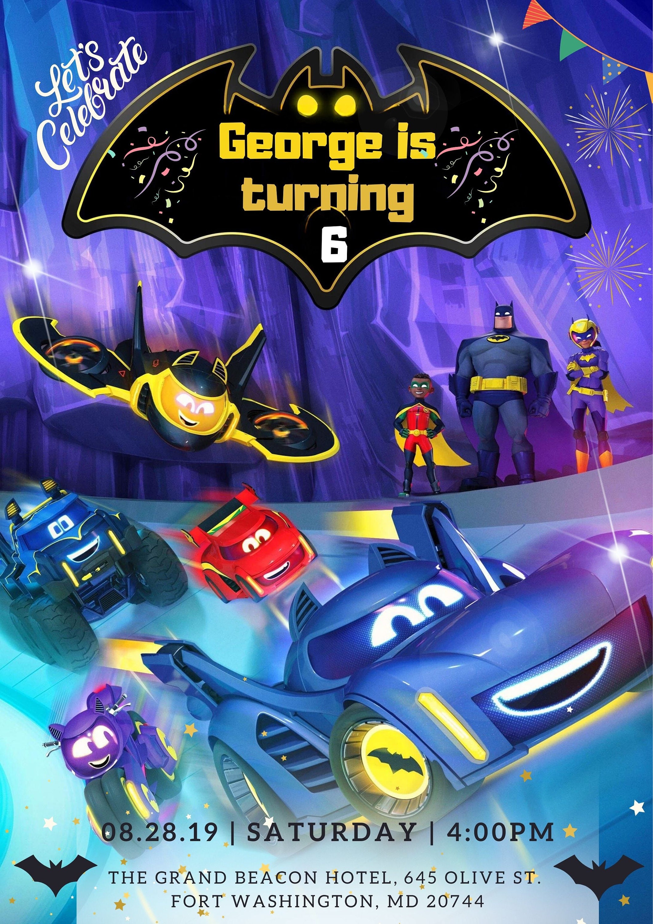 Batwheels, Printable Birthday Invitation, Digital Birthday Invitation ...