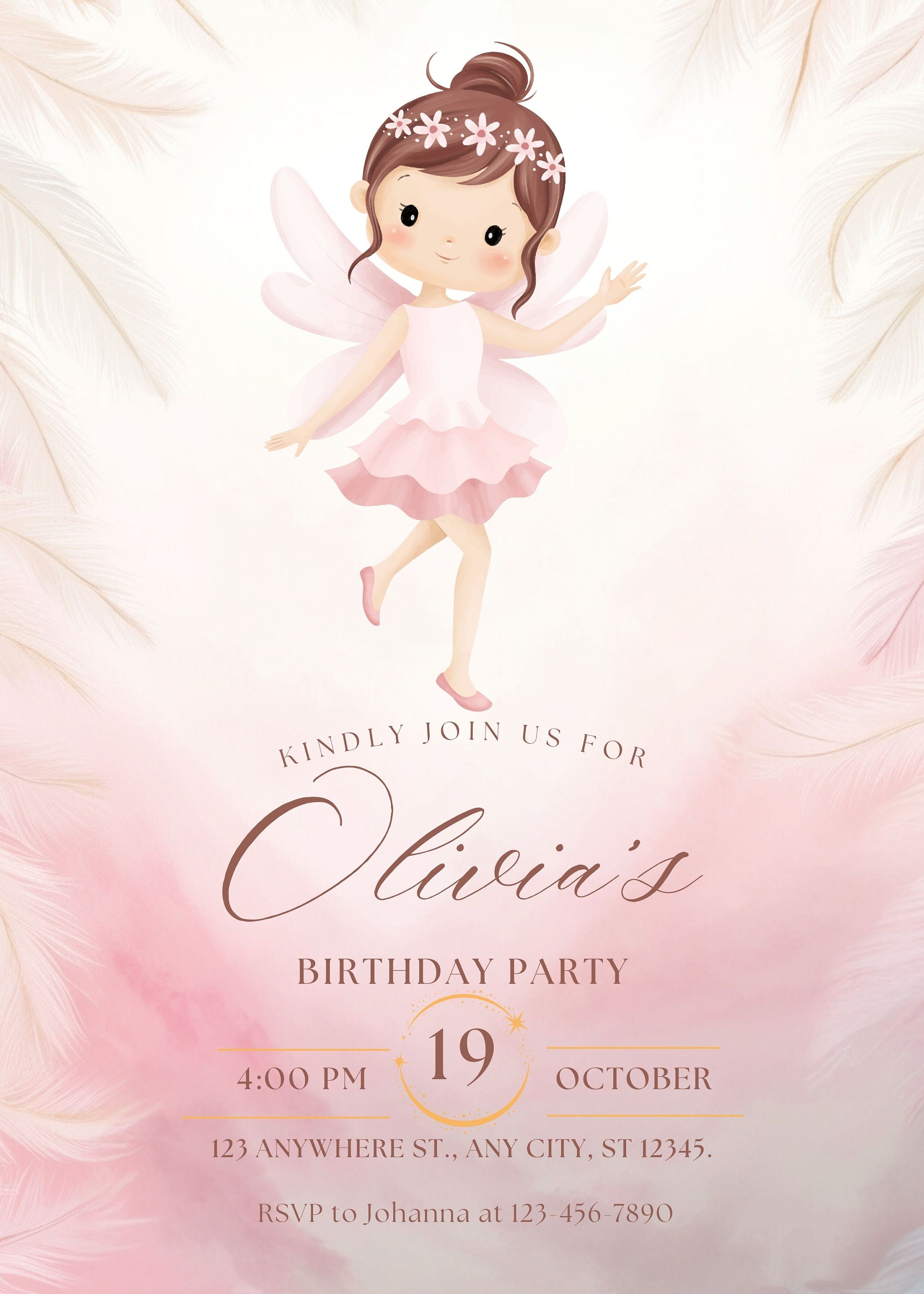 Editable Ballerina Fairy Birthday Invitation Template - Etsy