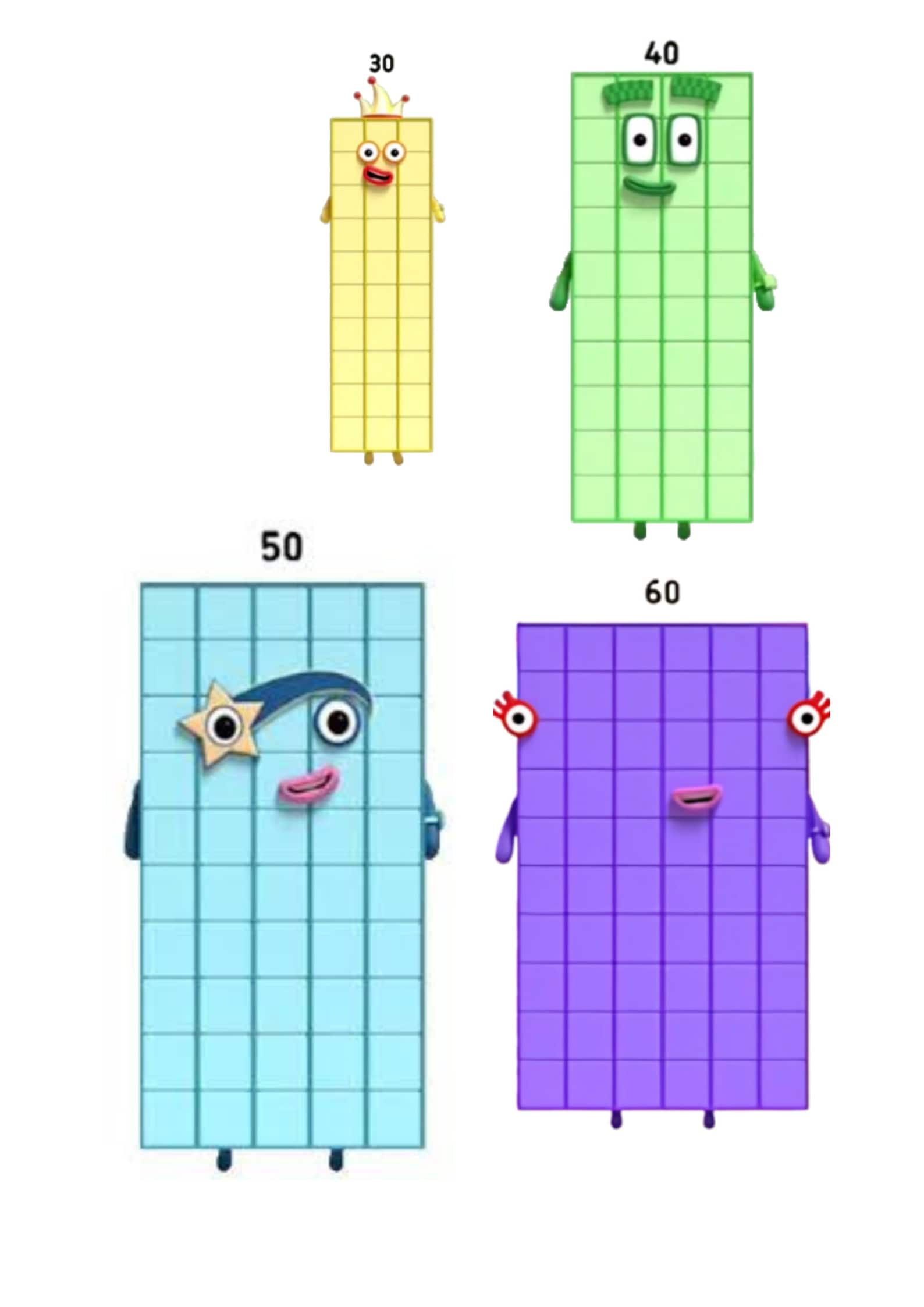 Numberblocks 0-20 and 30,40,50,60,70,80,90,10, Coloring Page 0-10 - Etsy