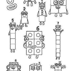 Numberblocks 0-20 and 30,40,50,60,70,80,90,10, Coloring Page 0-10 - Etsy