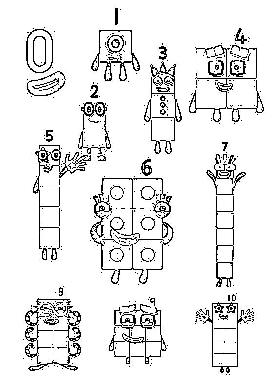 Numberblocks 0-20 and 30,40,50,60,70,80,90,10, Coloring Page 0-10 - Etsy