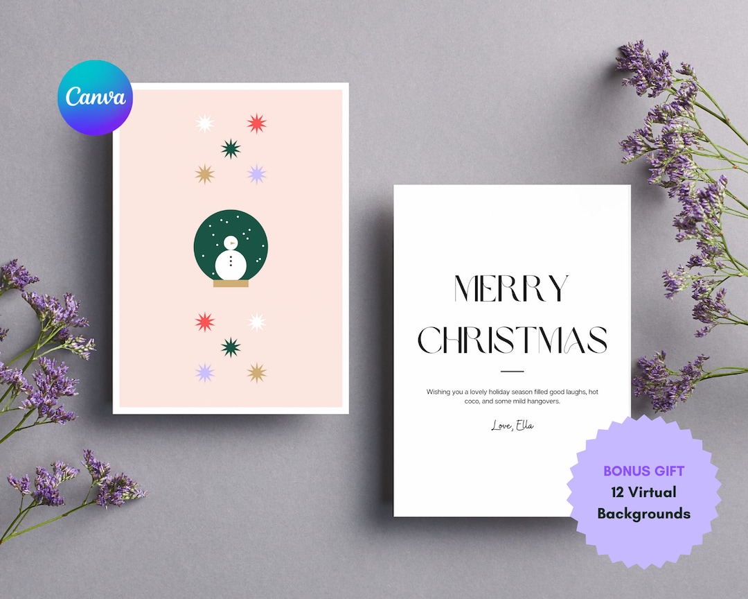 Editable Christmas Card Template Set of 10 Styles digital Download ...