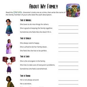 Encanto "about My Family" Therapy Worksheet - Etsy