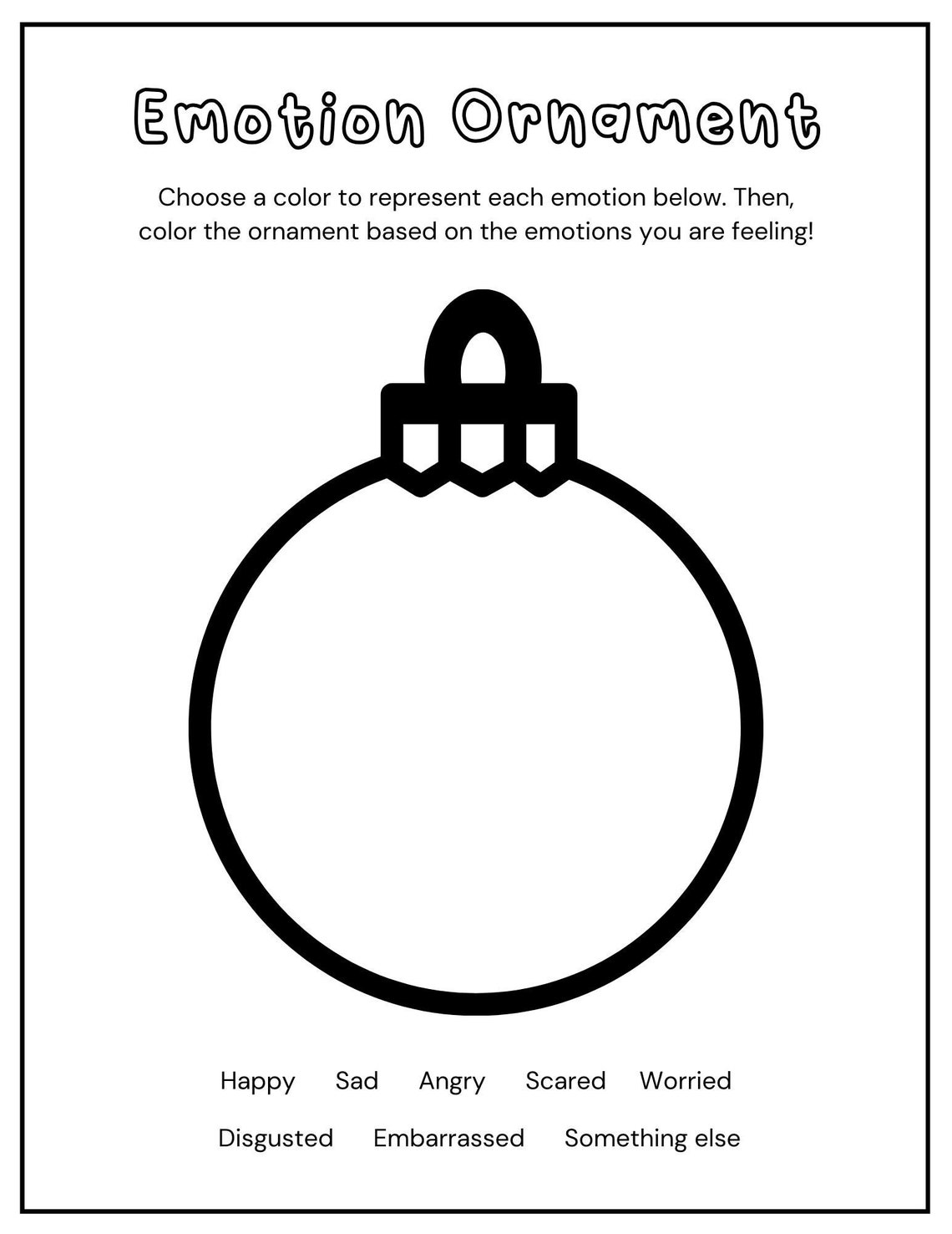 Christmas SEL Worksheet Emotion Ornament - Etsy