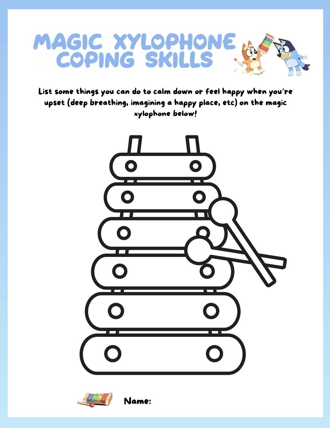 Bluey Coping Skills SEL Emotional Regulation Therapy Worksheet - Etsy