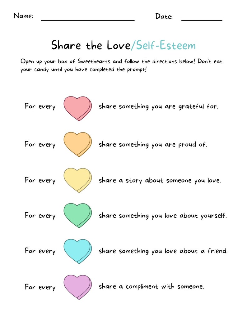 Self-esteem SEL Classroom/therapy Activity Worksheet - Etsy