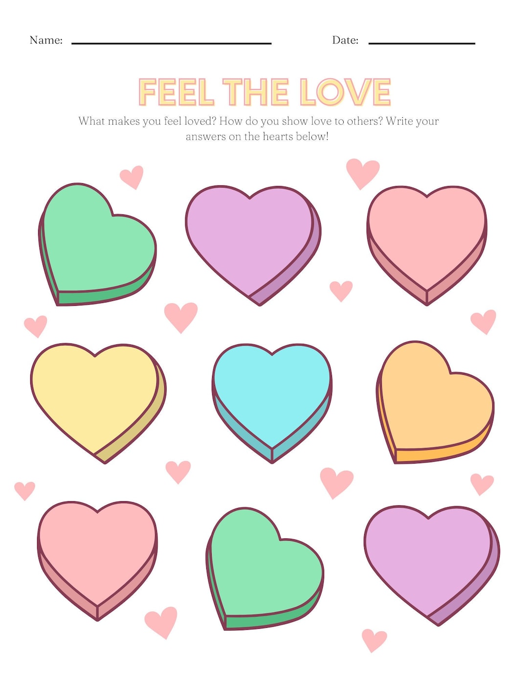 Feel the Love Valentines Day SEL Therapy Worksheet - Etsy