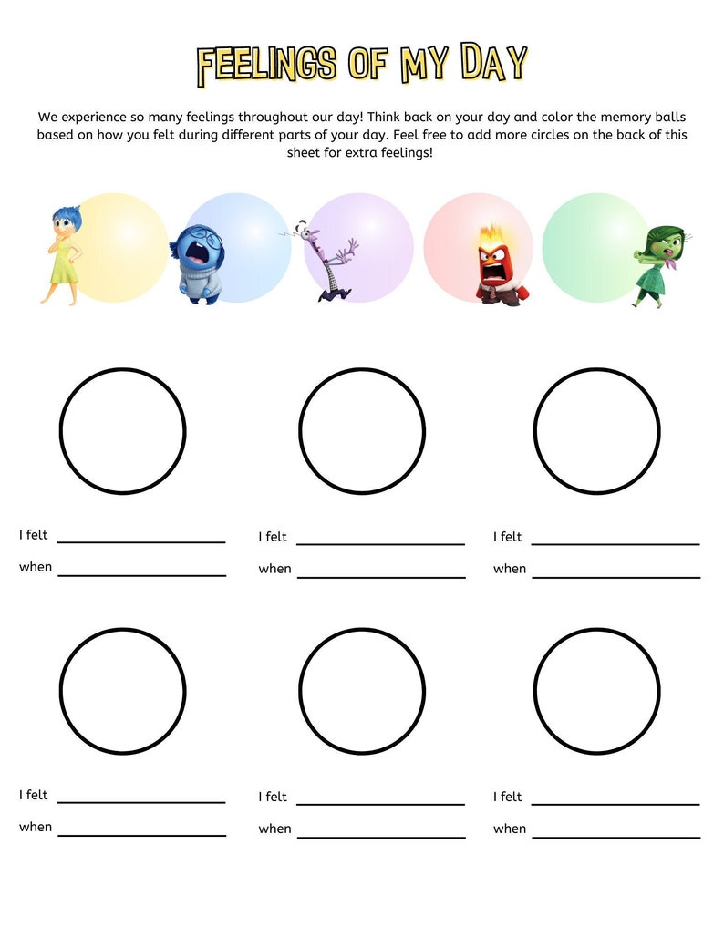 Feelings of My Day SEL Therapy/classroom Worksheet - Etsy