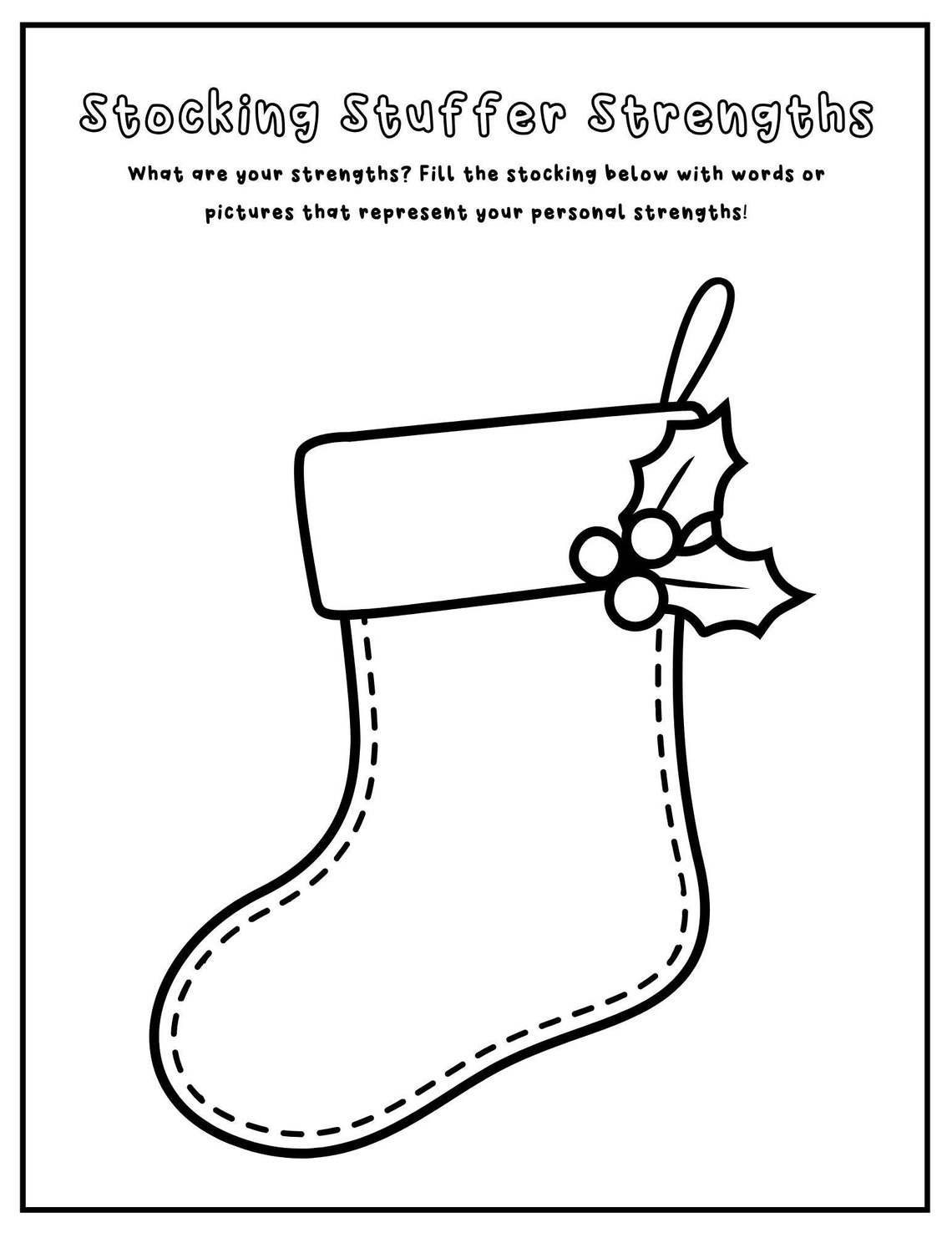 Stocking Stuffer Strengths SEL Worksheet Christmas SEL Activity - Etsy