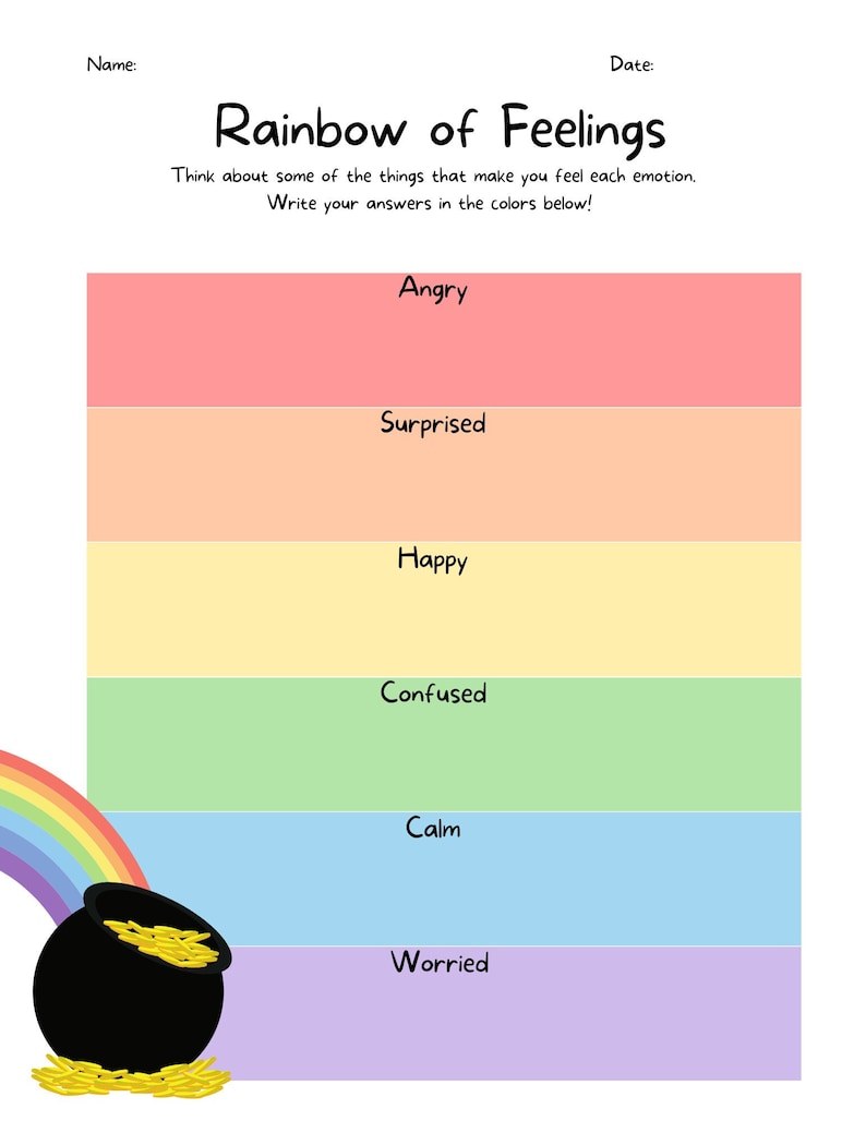 Rainbow of Feelings Emotional Regulation St Patricks Day SEL Classroom ...