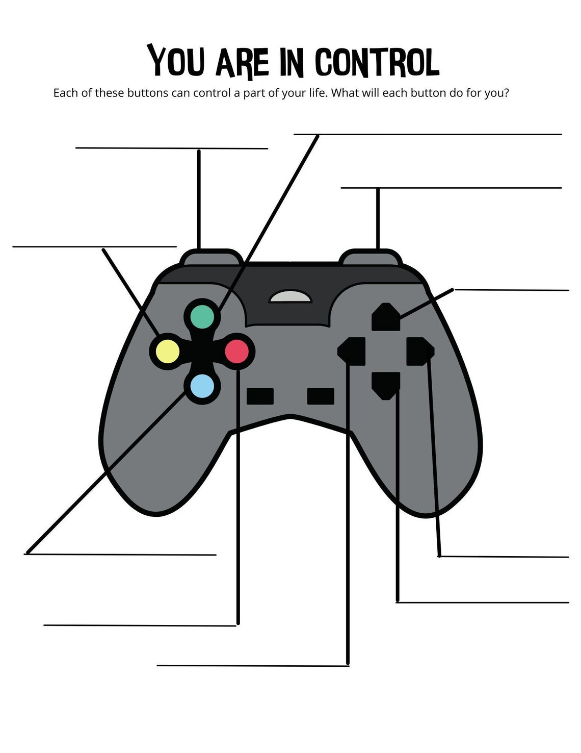 In Control Video Game Therapy Worksheet - Etsy