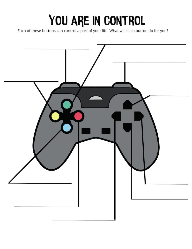 In Control Video Game Therapy Worksheet - Etsy