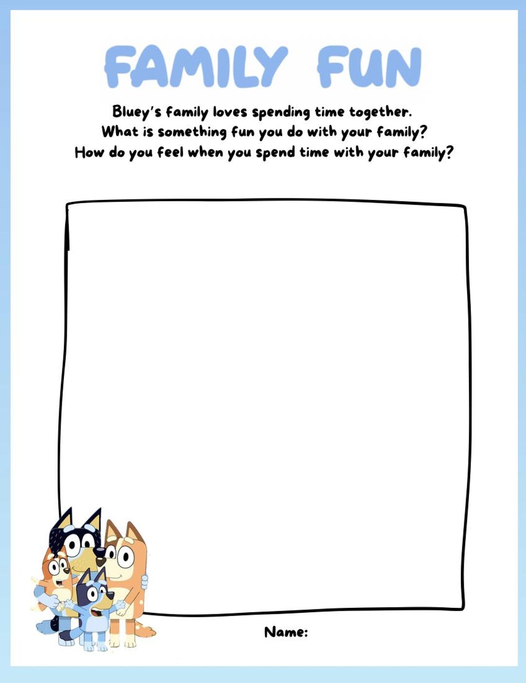 Bluey Kids SEL Family Therapy Worksheet Social Emotional Learning - Etsy