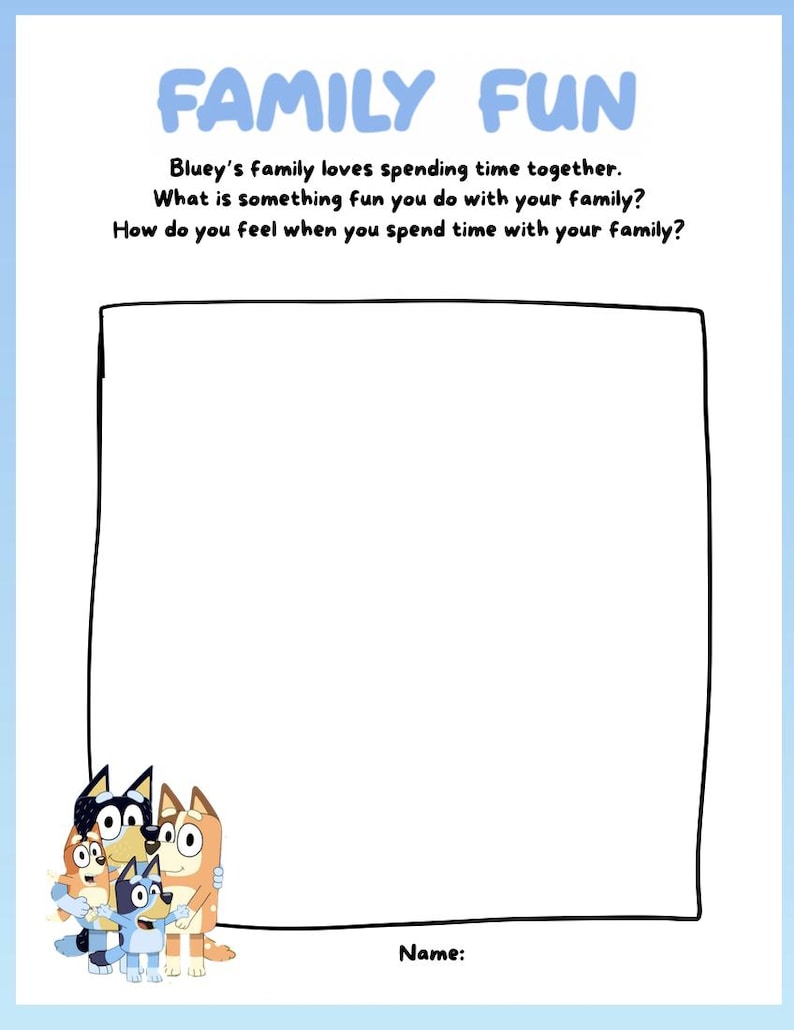 Bluey Kids SEL Family Therapy Worksheet Social Emotional Learning - Etsy