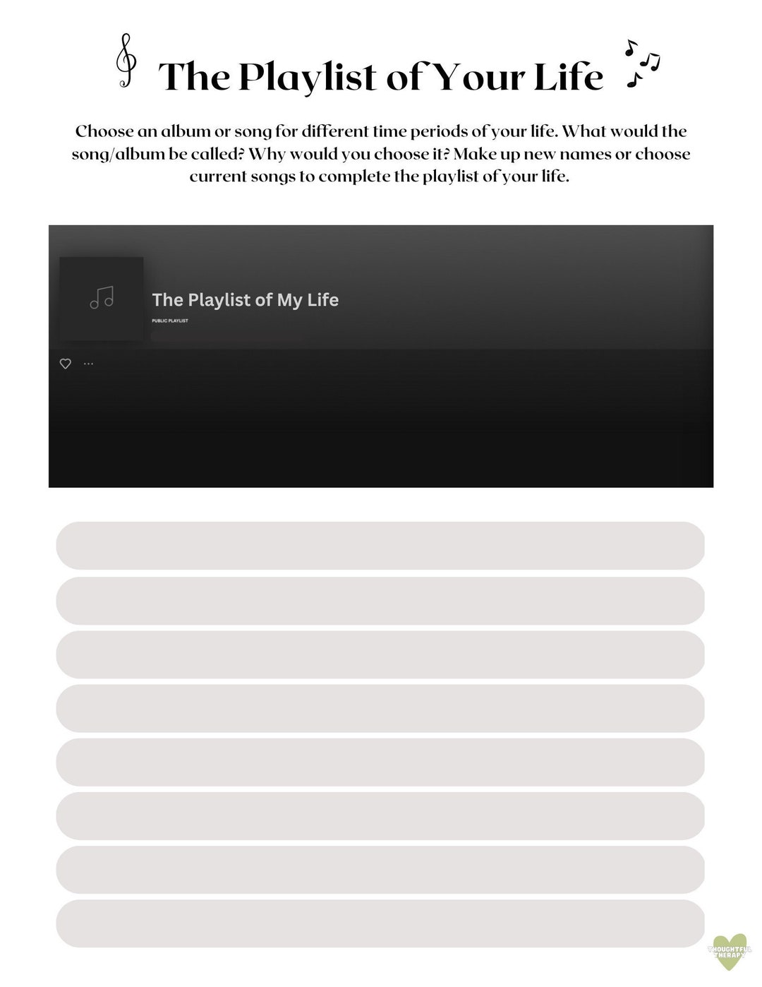 The Playlist of Your Life Therapy Worksheet - Etsy