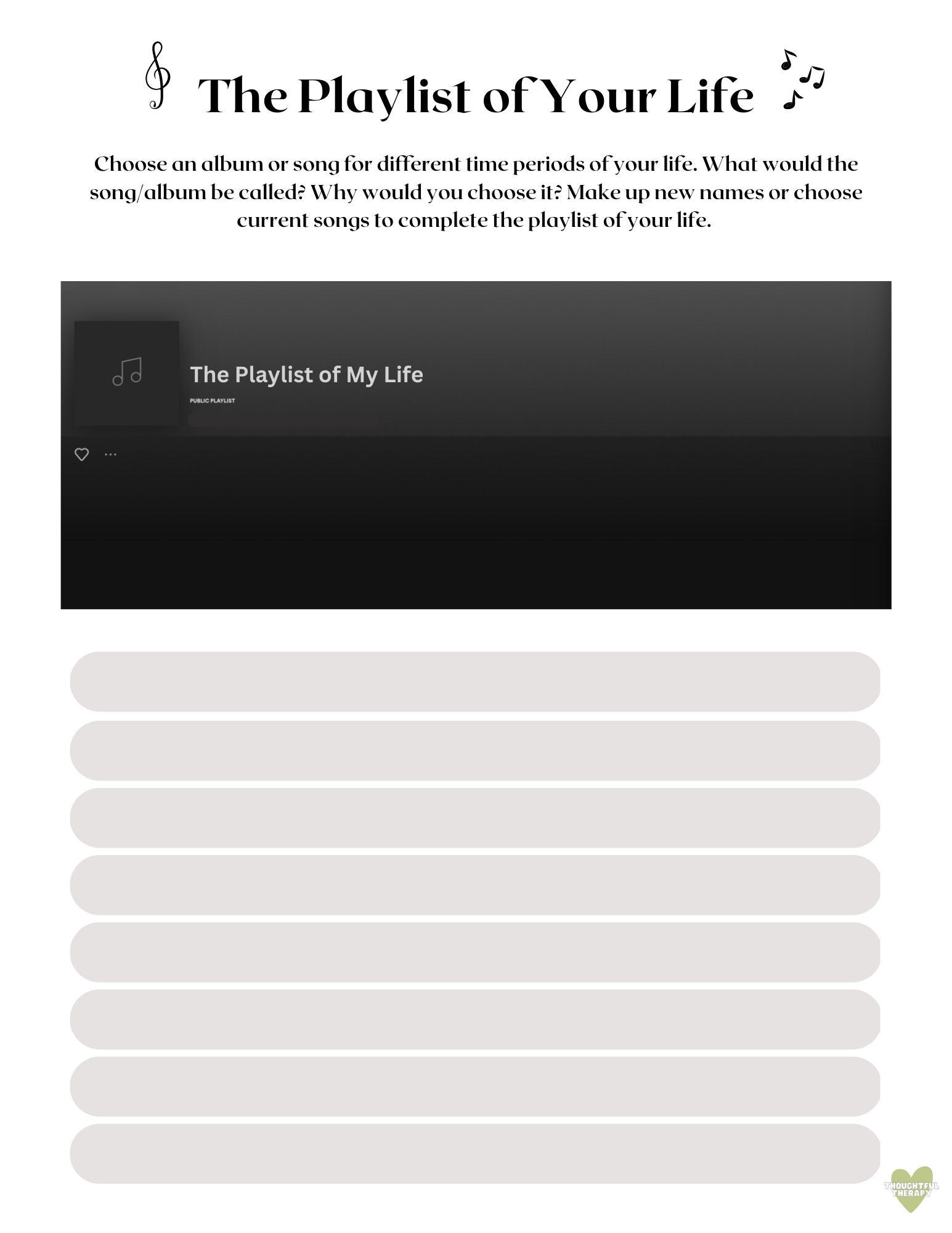 The Playlist of Your Life Therapy Worksheet - Etsy