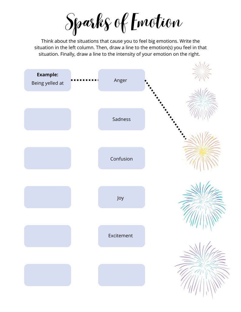 Sparks of Emotion July 4th Therapy Worksheet - Etsy