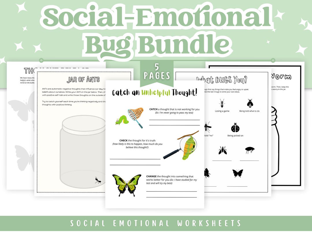 SEL Worksheet Bundle - Bug Theme - Etsy