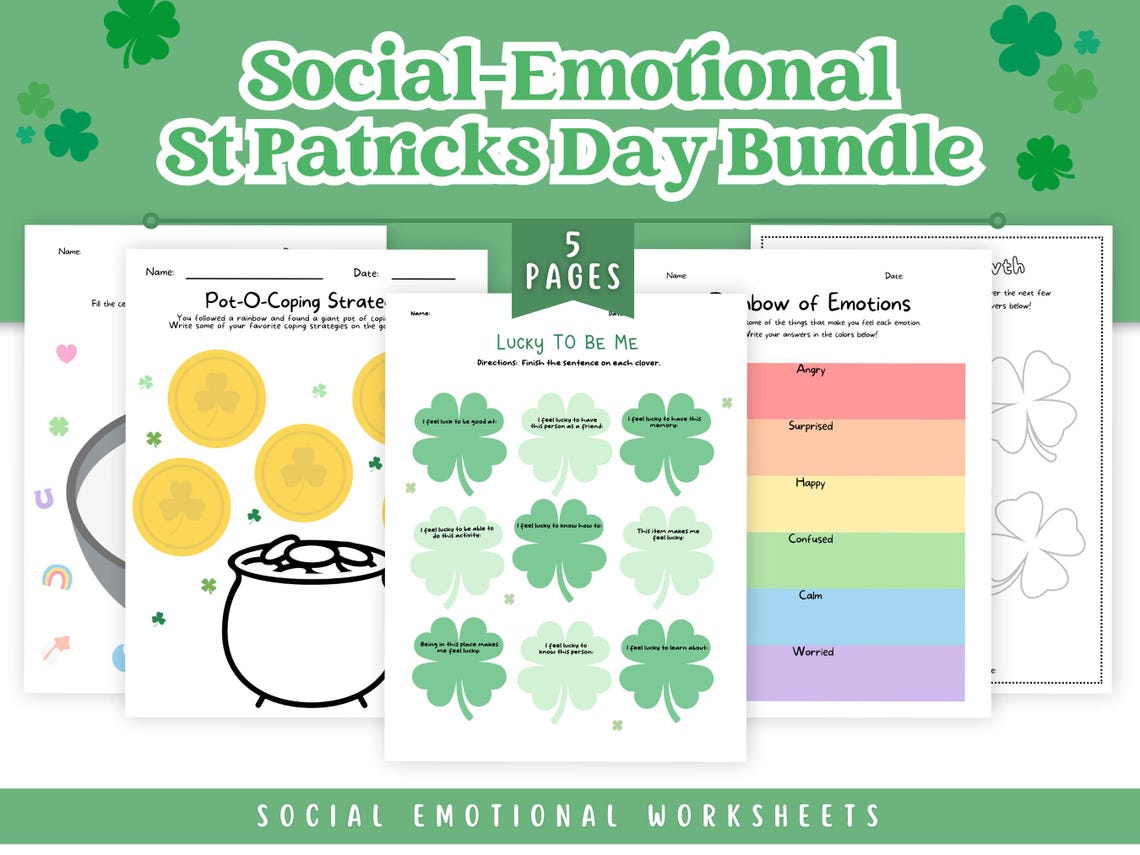 St Patrick's Day Social Emotional Worksheet Bundle - Etsy