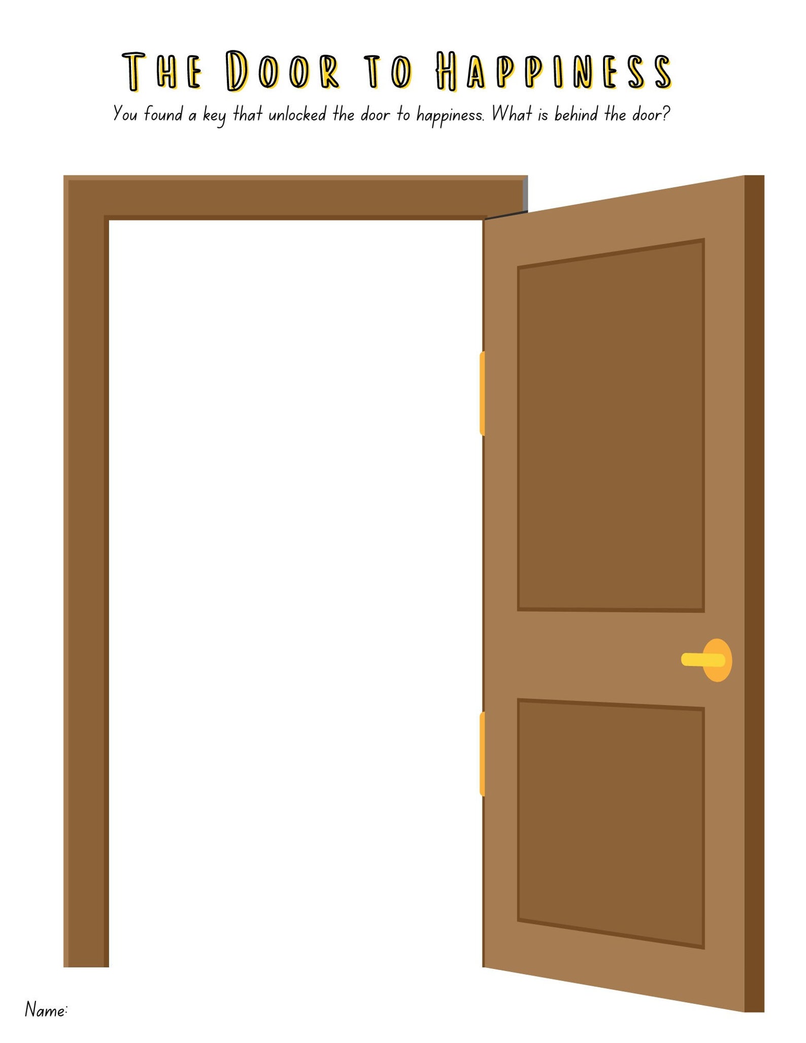 My Door to Happiness SEL Child Therapy/classroom Worksheet - Etsy