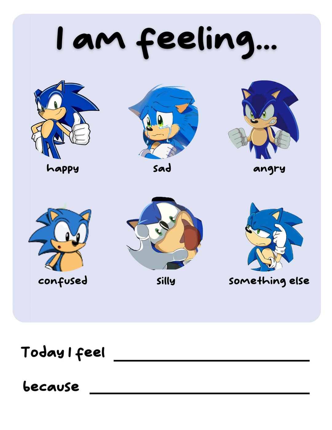 Sonic Feelings Chart - Etsy Australia