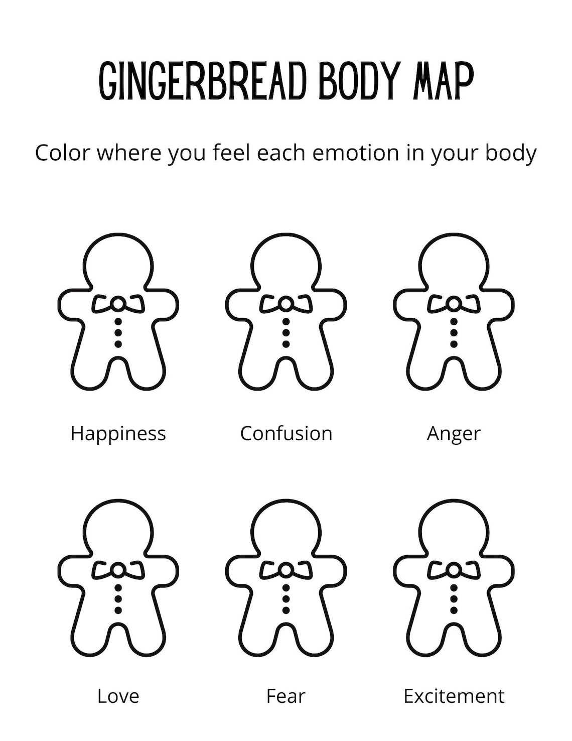 Gingerbread Body Map Therapy Worksheet - Etsy
