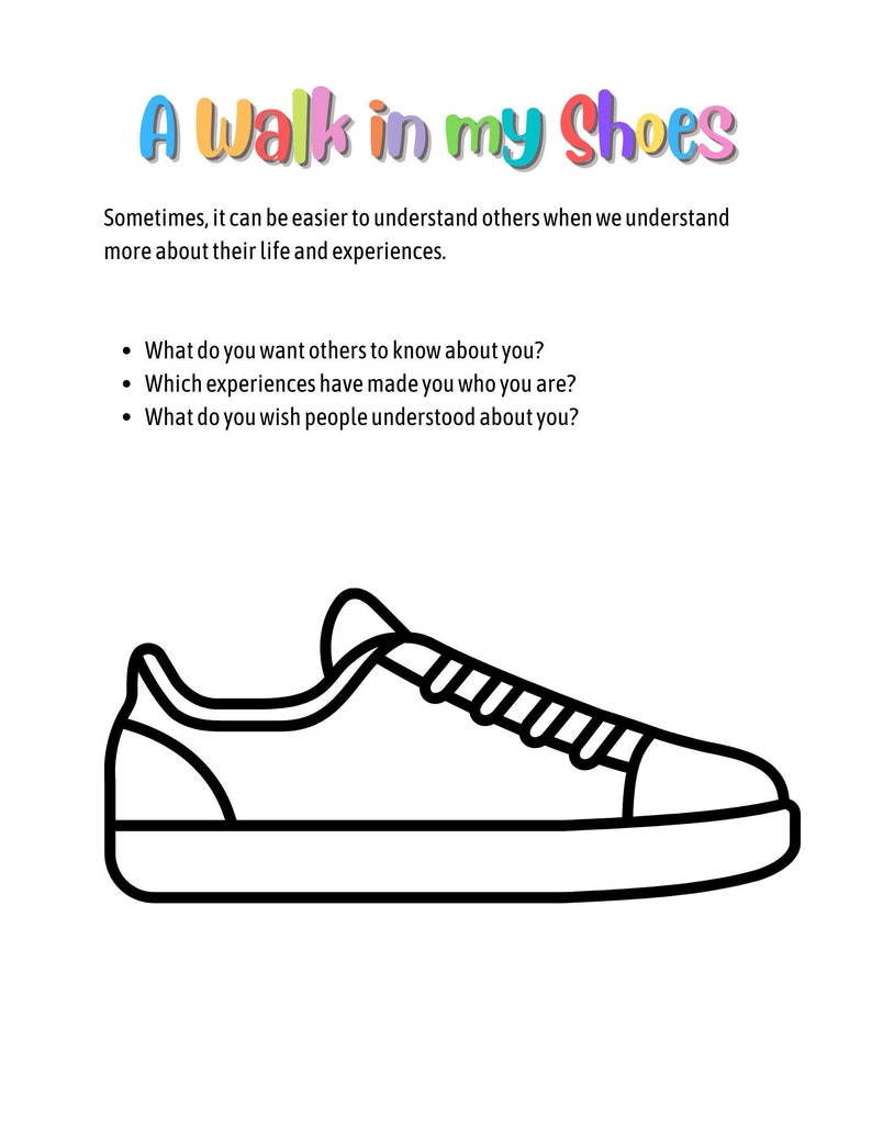 Walk in My Shoes Therapy Worksheet - Etsy