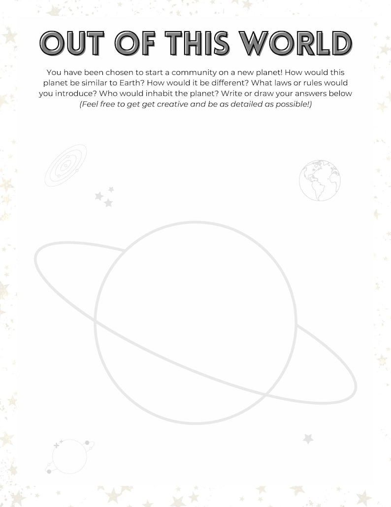 Out of This World Therapy Worksheet - Etsy